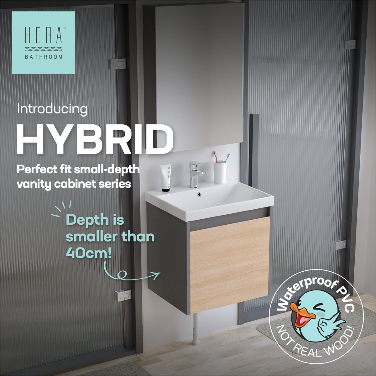 HERA 40 Small Depth Vanity Cabinet | HERA Bathroom