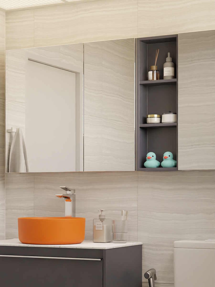 Horizontal Graphite Mirror Cabinet | HERA Bathroom